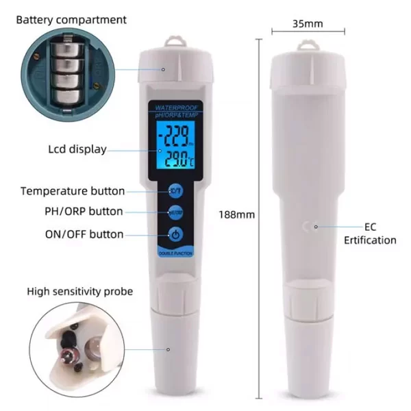 Jual Digital ORP & PH Temperature Meter 3 in 1 ORP-3569 Harga Murah - AlatUkur.Net